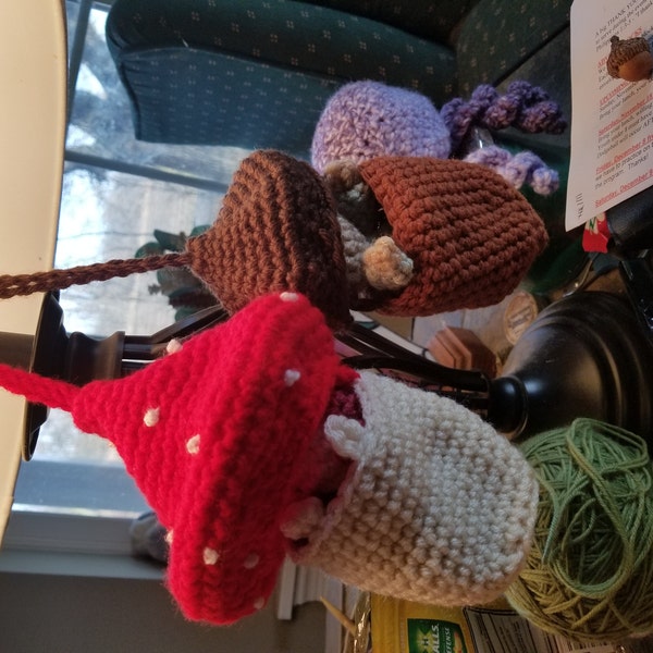 3 PATTERN BUNDLE - Acorn, Toadstool & Conker Shell Pocket Pal Crochet ...