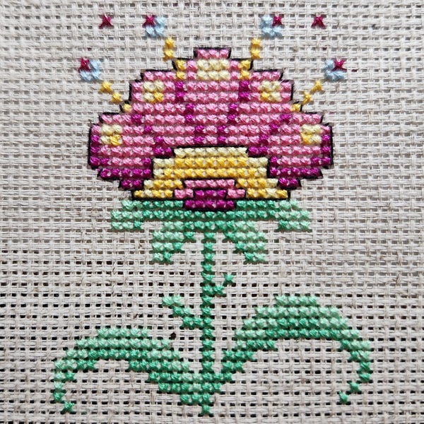 52 Tiny Cross Stitch Flower Pots , Mini Cross Stitch Plants , Small ...