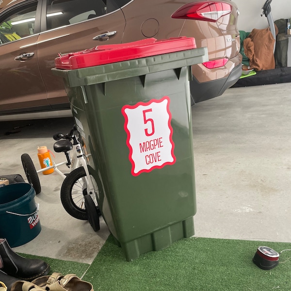 Wheelie Bin Sticker, Set of 3, Custom Stickers With House Number and ...