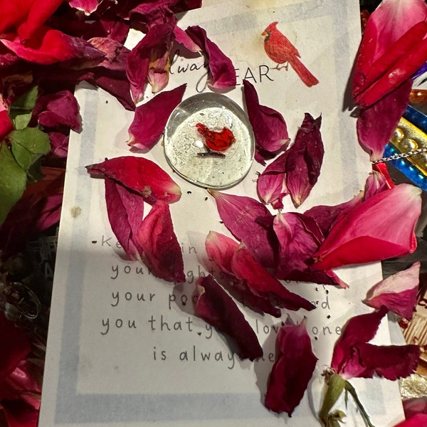 Cardinal Always Near Glass Gem - Pocket Token, Angelversary ...