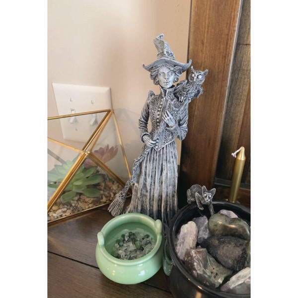 Victorian Witch Statue, Hand Painted Resin Sculpture | Gothic Victorian ...