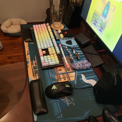 Cabin Nights Desk Mat Giant Mouse Pad Original Artwork Stitched Edge ...