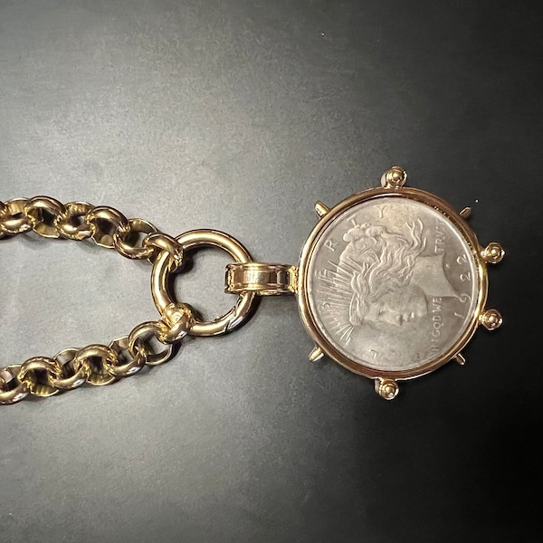 Large Gold Coin Pearl Necklace. Double Link Chain. French Commemorative ...