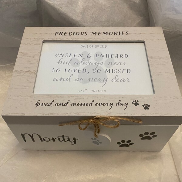 Personalised Rustic Pet Photo Memorial Dog Keepsake Box Pet Wooden ...
