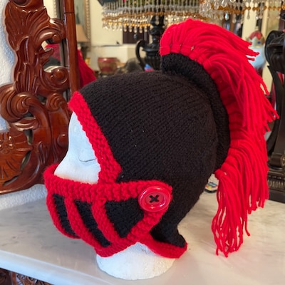 Knight Hat With Fringe Blade Knitted Sir Knight Hat Acrylic - Etsy