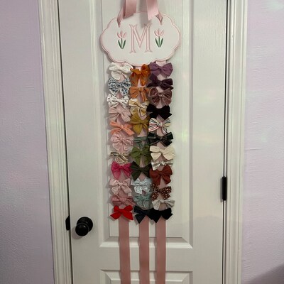 Embroidered Bow Holder Monogrammed Bow Holder Girls Personalized Bow ...