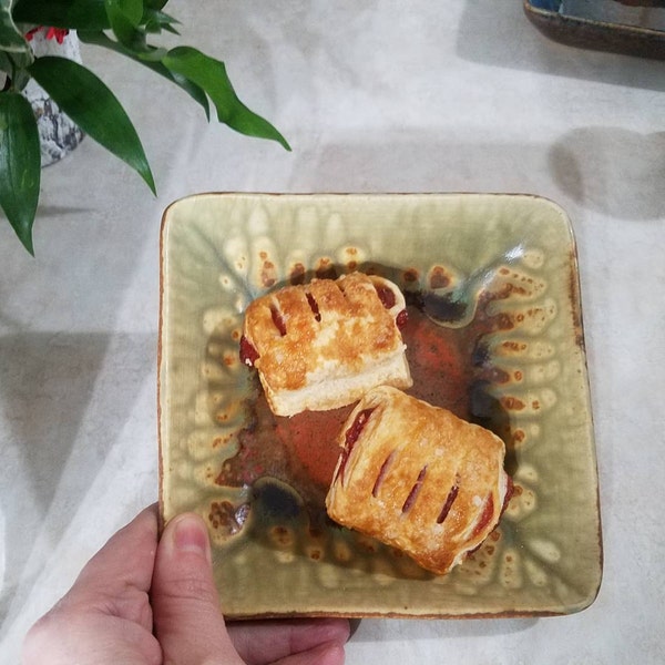 Red Ceramic Square Plate, Small Ceramic Dish - Great as a Key Dish ...