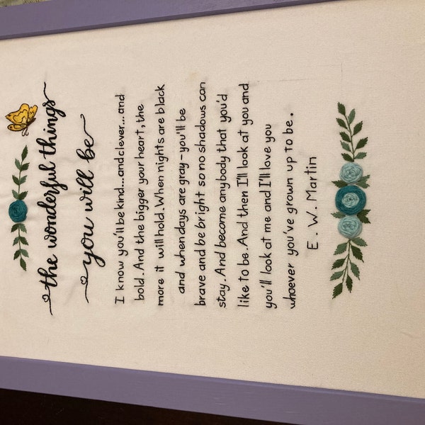 Custom Text & Flowers Embroidered | Personalized Embroidery Hoop ...