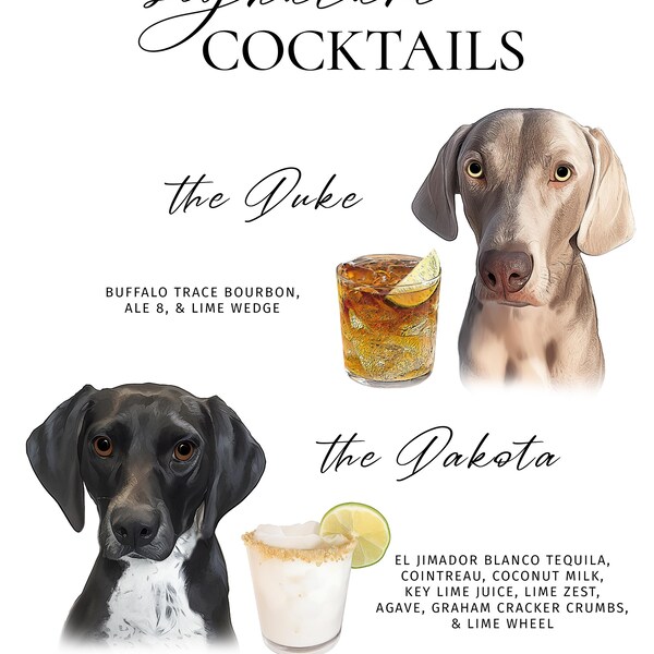 Signature Wedding Drink Menu for Wedding Signature Drink Names Dog ...