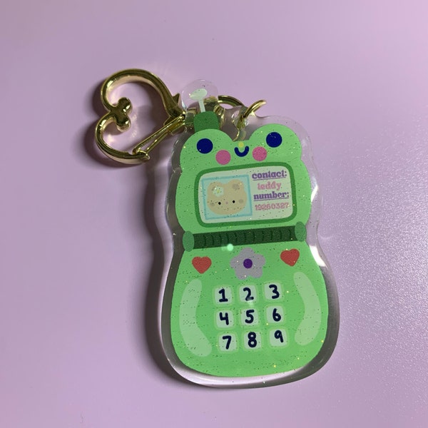 Froggy Flip Phone Acrylic Keychain-acrylic Keychain,cute Frog Keychain ...