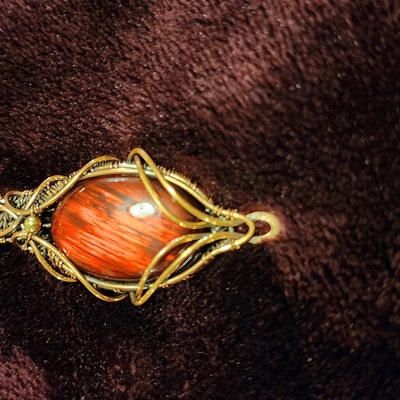 Red Fire Labradorite Pendant Copper Wire Wrapped Pendant Handmade ...