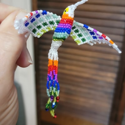 Beaded Hummingbird Pattern tutorial Only Black Rainbow - Etsy