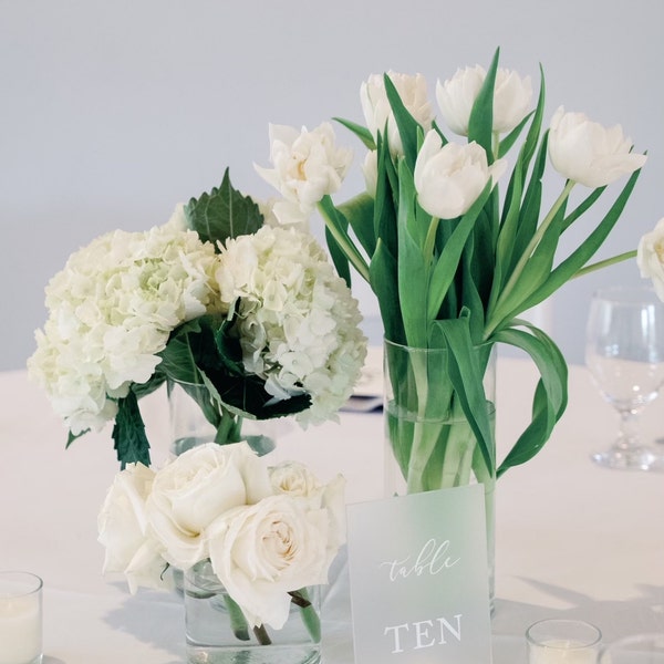 FROSTED Glass Look Acrylic Table Number Sign With Stands, Perspex ...