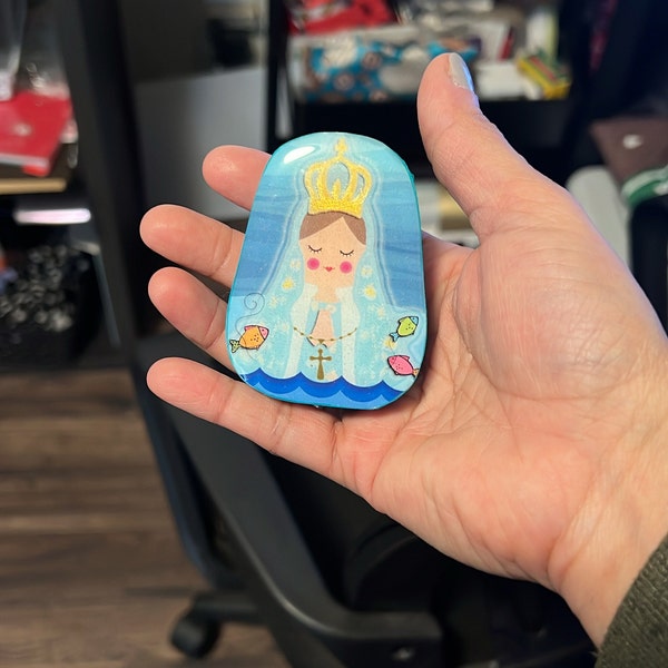 Virgen Del V. Virgin Mary Handmade, Unique Piece Small Size in Resin ...