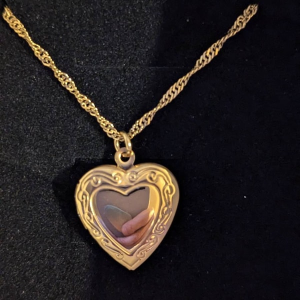 Gold Heart Locket Necklace, Big Heart Locket, Vintage Locket Necklace ...