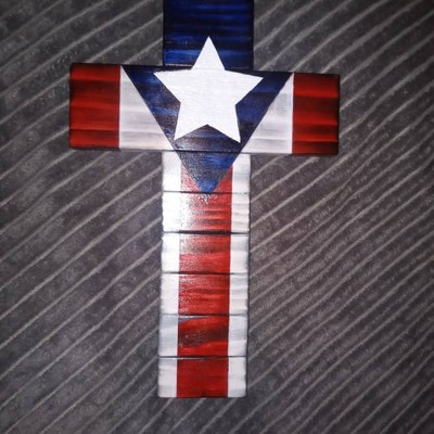 American Flag Styled Cross horizontal Union - Etsy