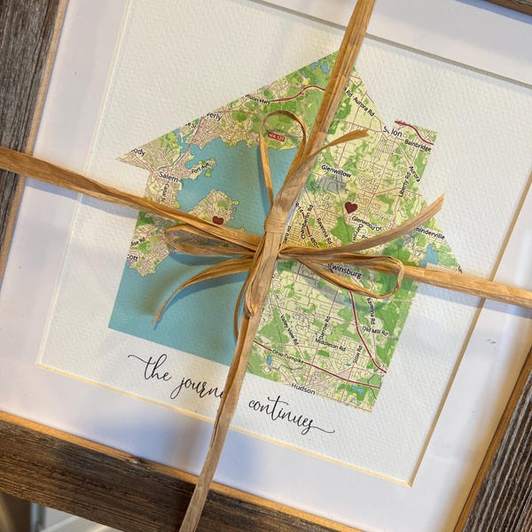 Split House Map Moving Away Gift- the Journey Continues Retirement Gift ...
