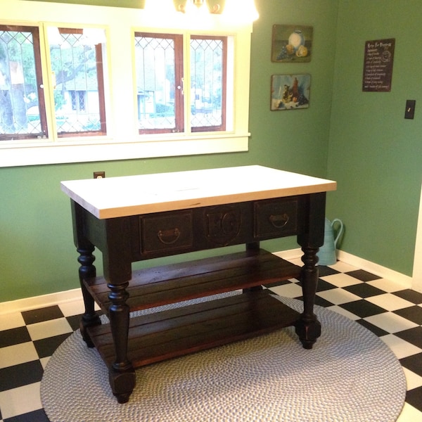The Monogrammed Butcher Block Kitchen Island - Etsy