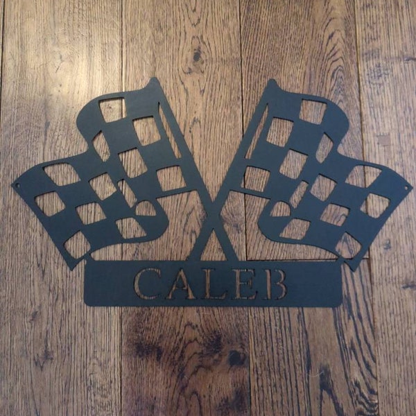 Custom Checkered Flag Racing Sign, Checkered Flag Monogram ...