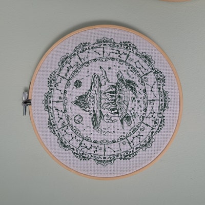 Temperature Stitch Gothic Cathedral With Stained Windows Modern Hand ...