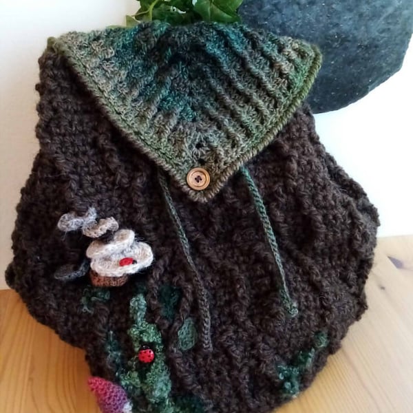 Bark Backpack Crochet PATTERN | Whimsical Goblincore Bag With Mushrooms ...