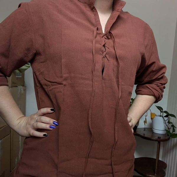 White Medieval Viking Tunic, Renaissance Pirate Shirt, Vintage Cotton ...