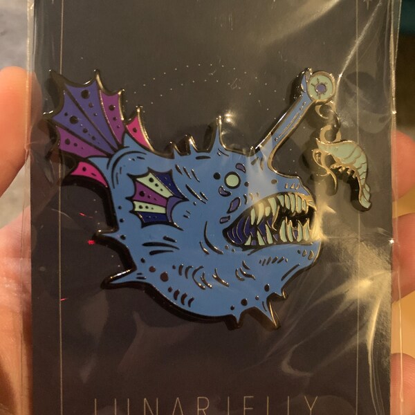 Angler Fish Enamel Pin - Glow in the Dark Pins - Etsy