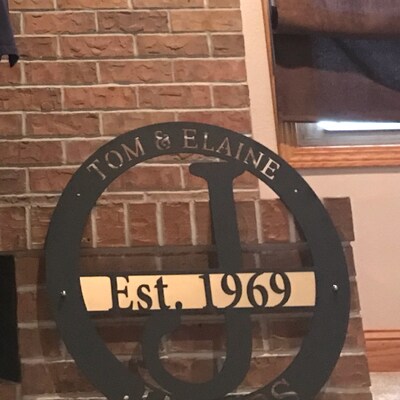 24 Laser Cut Round Metal Sign With Initial Names and - Etsy