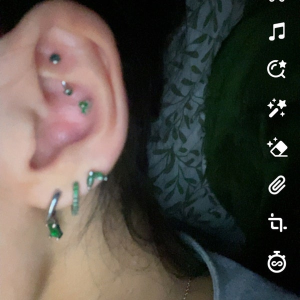 16g Green Stone Eyebrow,eyebrow Ring, Rook Barbell,rook Earrings ...