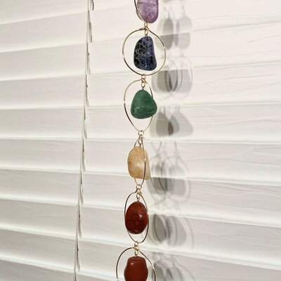 7 Chakra Crystal Gemstone Indoor Wall Hanger Hanging Boho Home Decor ...