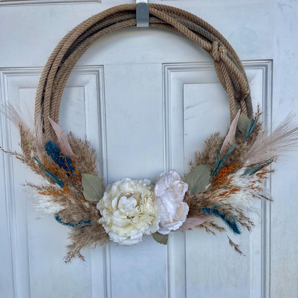 Rope Wreath, Lariat Wreath, Lasso Wreath, Western, Dried Floral - Etsy