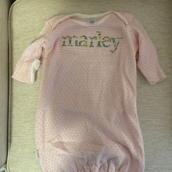 Pink Floral Baby Girl Monogram Gown or Romper, Paty Gown Monogram, Paty ...