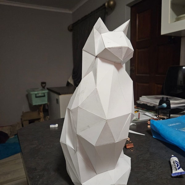 Cat DIY Folding Kit - Easy Downloads - Geometric Papercraft Animal Pet ...