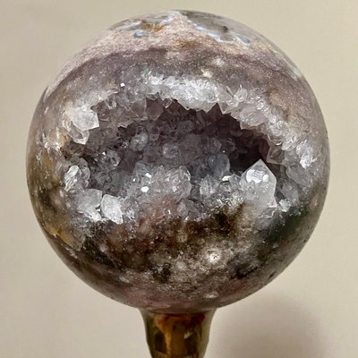 Pink Amethyst Geode Slab With Yellow & Pink Druzy 18 - Etsy