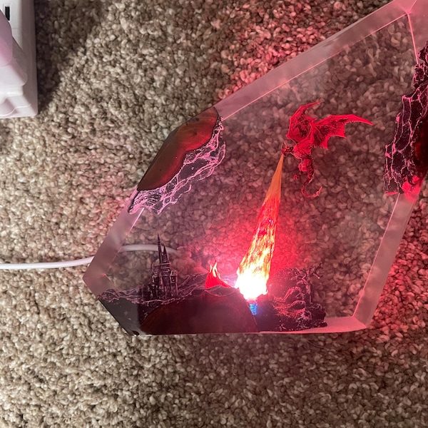 Fire Dragon Resin Lamp, Dragon Legend, Dragon Figures, Dragon Lamp for ...