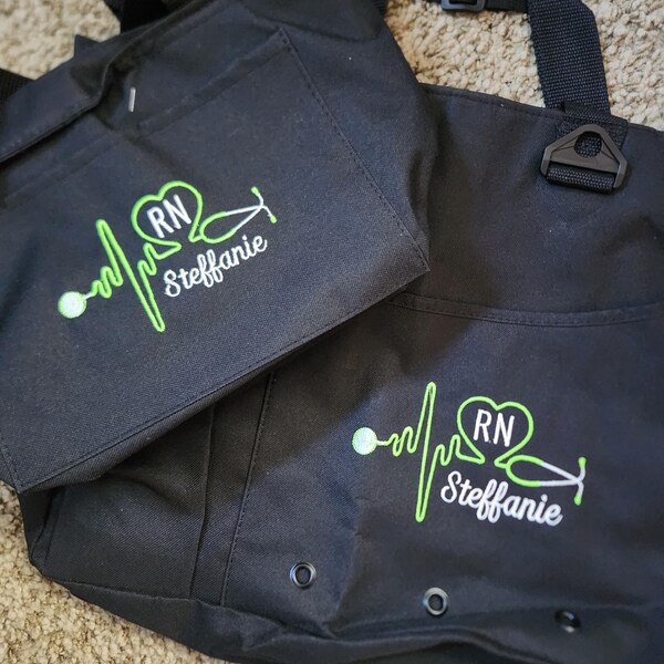 Personalized Nurse Bag With Matching Lunch Tote - Monogrammed Nursing ...