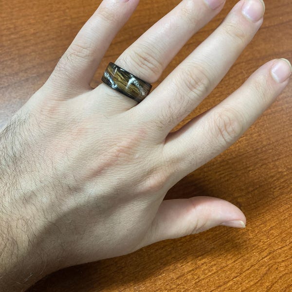 Tennessee Whiskey Barrel Spiral Grain Wood Ring With Crushed Turquoise ...