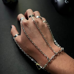 Handmade Five Finger Chain Rings Adjustable Cross Chain | Etsy
