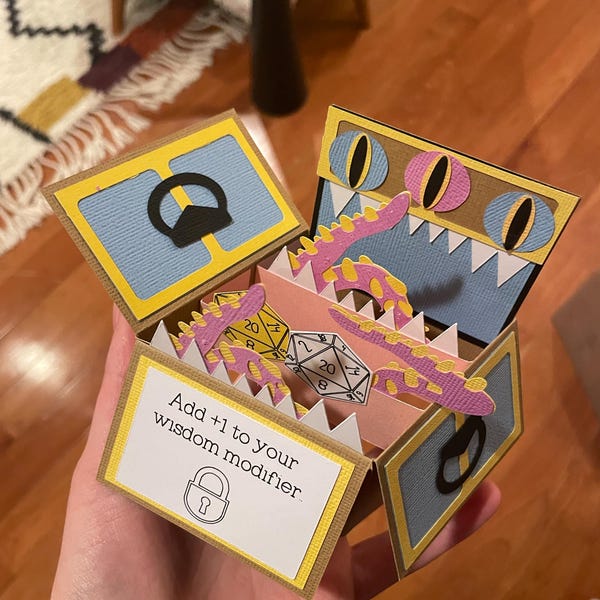 Dungeons and Dragons Mimic Birthday Card: Handmade Pop up Card - Etsy