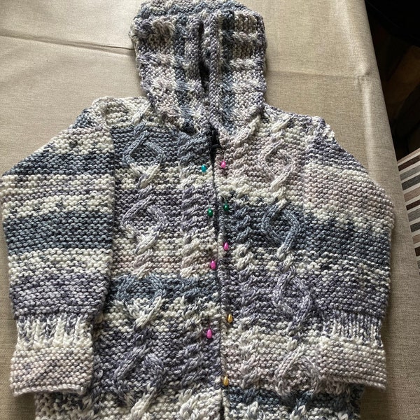 Girls Aran Cardigan Knitting Pattern PDF Childrens 24, 26, 28 and 30 ...