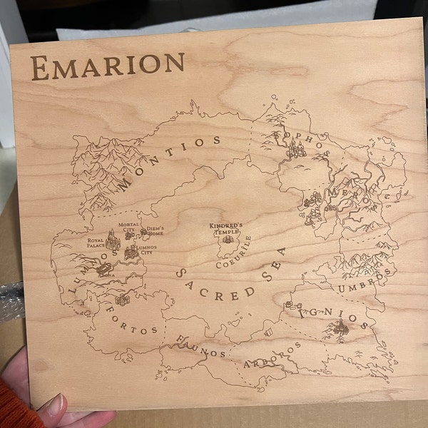 Emarion Wooden Laser Engraved Map, the Kindred's Curse Saga by Penn ...