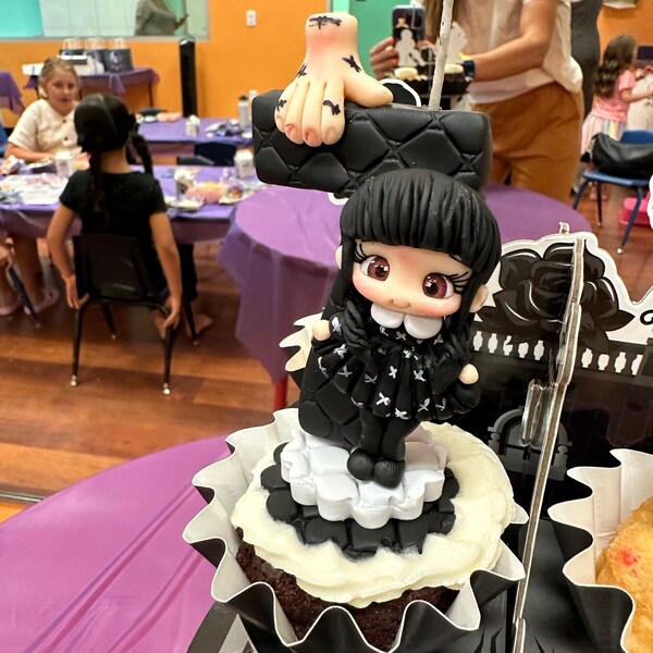 Candle Girl, Wednesday Addams Inspired Candle, Cold Porcelain Candle ...