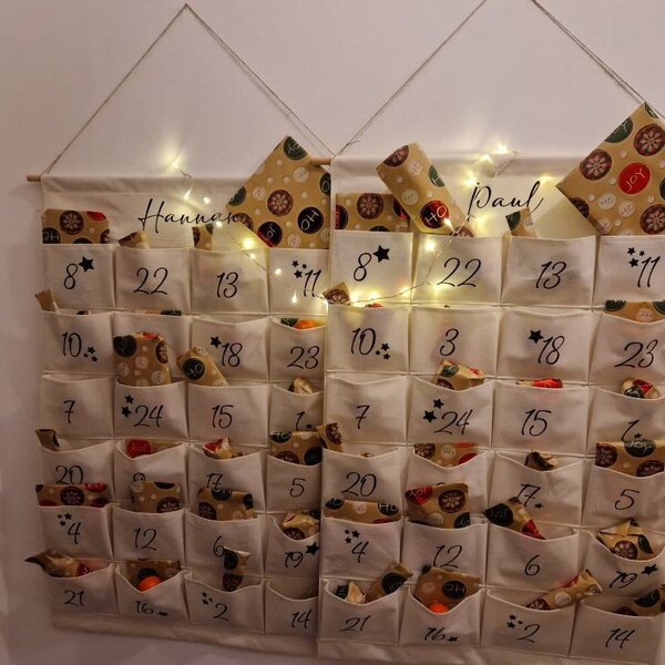 Personalized Advent Calendar for Children, Large | 24 Pockets to Fill ...