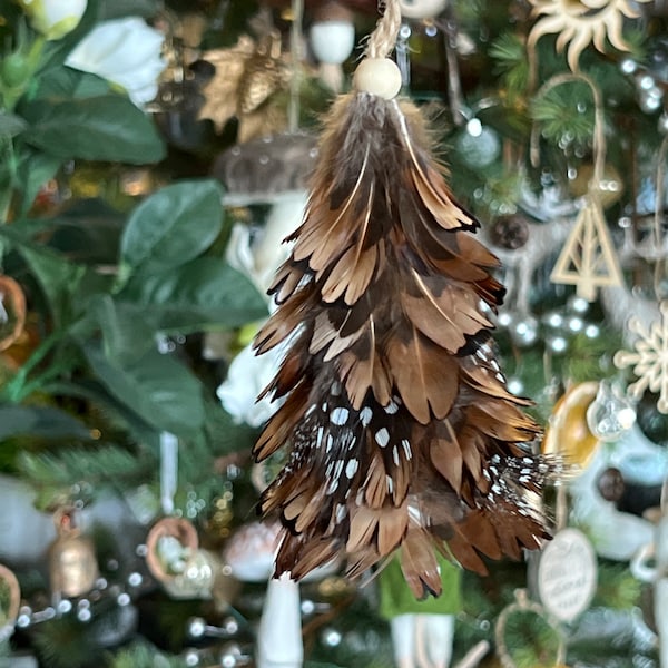 Decorative Mini Feather Tree Ornament - Pheasant With Guinea Feathers ...