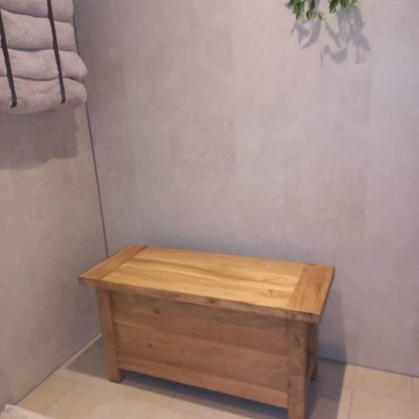 Handcrafted Rustic Oak Storage Bench – Multipurpose Entryway, Hallway ...