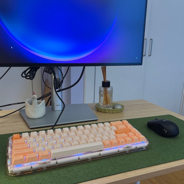 Felt Desk Mat Green, Custom Size Desk Pad Green, Felt Extended Mouse ...