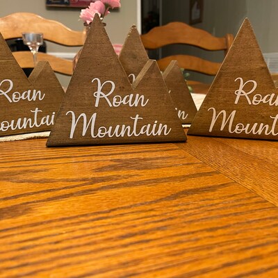 Wooden Mountains Centerpieces 3 Peak Rustic Table Numbers Mountain ...
