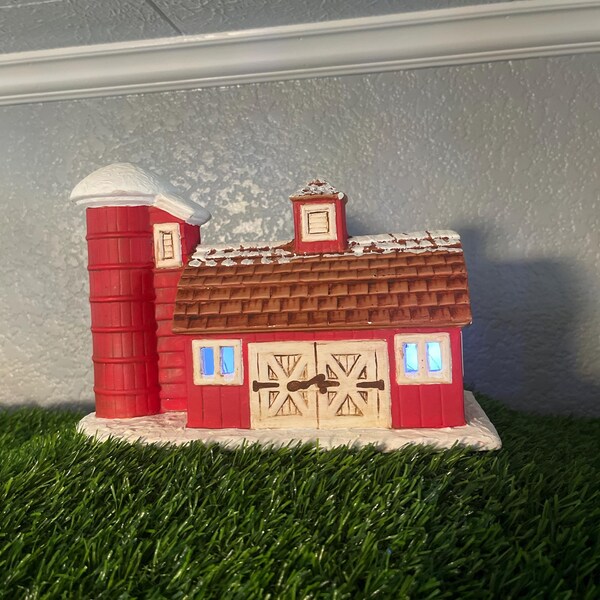 Vintage Ceramic Mold Village Scene Lighted Blue Sparkly 16” - Etsy