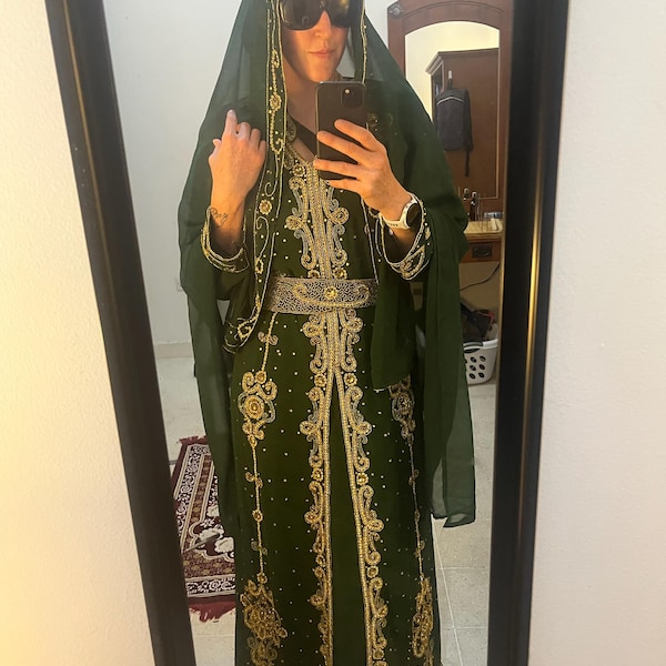Sale !! Dubai Moroccan Kaftan Fish Cut Arabic Abaya Maxi Hand Beaded ...