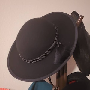 BLACK Wool Felt Saturno or Cappello Romano - Etsy